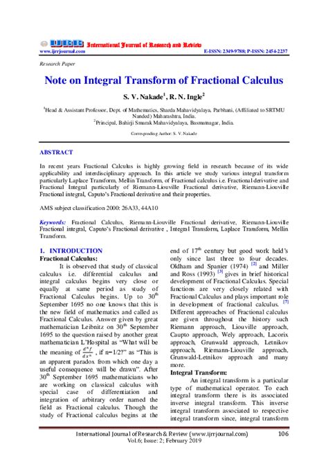 Pdf Note On Integral Transform Of Fractional Calculus