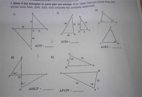 Solved State If The Triangles In Each Pair Are Similar If So State