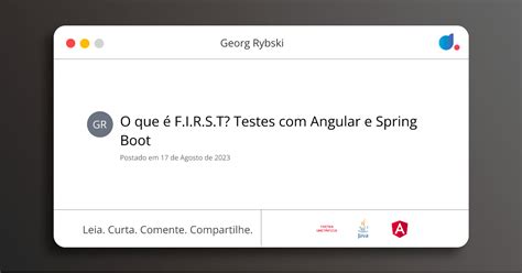 O Que é First Testes Com Angular E Spring Boot Georg Rybski