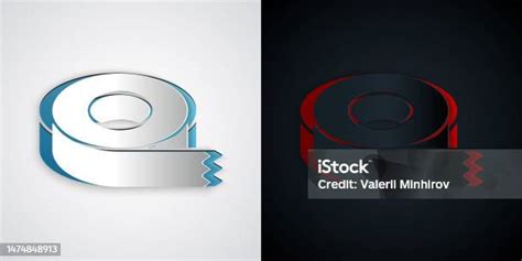 종이 컷 스카치 테이프 아이콘은 회색과 검은색 배경에 격리되어 있습니다 절연 테이프 종이 아트 스타일 벡터 3차원 형태에 대한 스톡 벡터 아트 및 기타 이미지 Istock