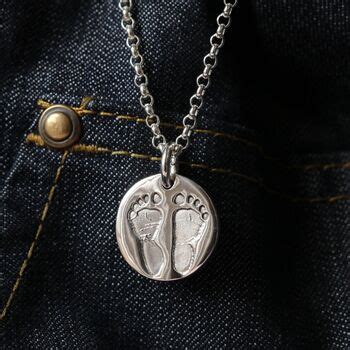 Round Personalised Silver Handprint Footprint Necklace By Morgan And French
