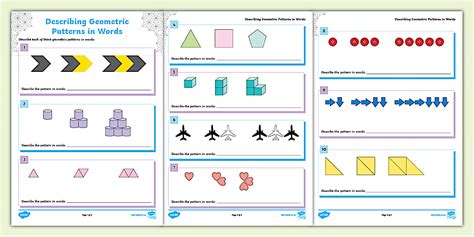 Describing Geometric Patterns In Words Activity Sheet