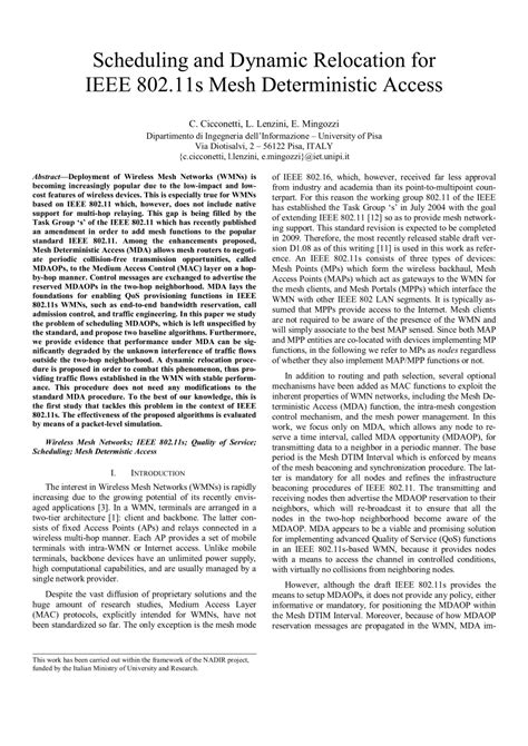 Pdf Scheduling And Dynamic Relocation For Ieee 80211s Mesh Deterministic Access
