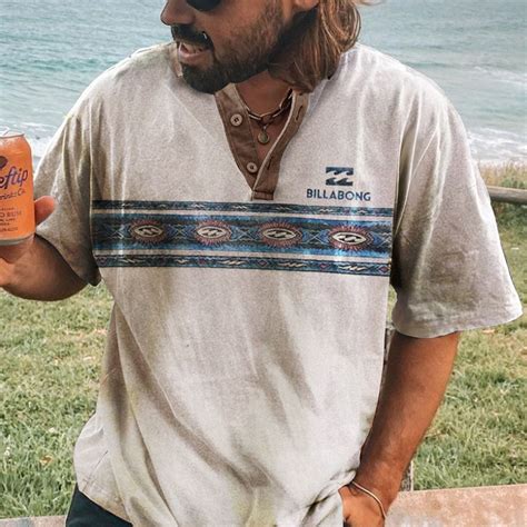 Mens Retro Relaxed Print Surf Polo T Shirt Rice Color M Surfer