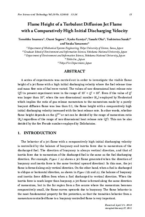 Pdf Flame Height Of A Turbulent Diffusion Jet Flame With A