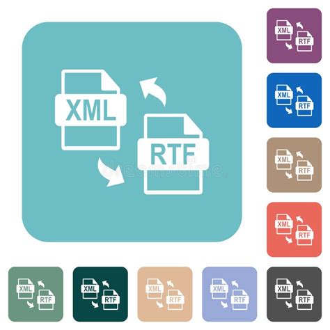 Xml Rtf File Conversion Rounded Square Flat Icons Stock Illustration