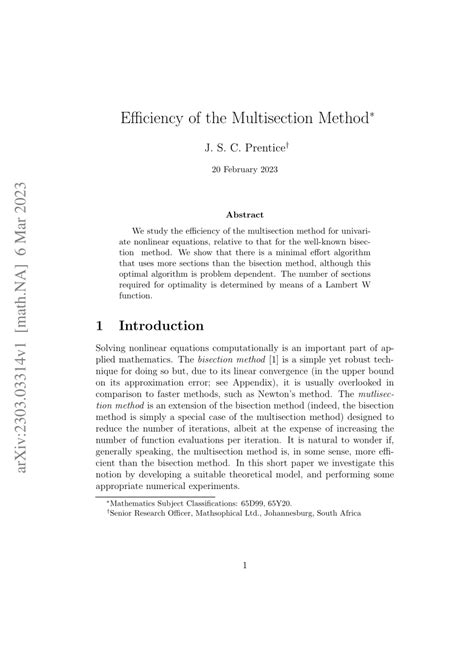 pdf efficiency of the multisection method