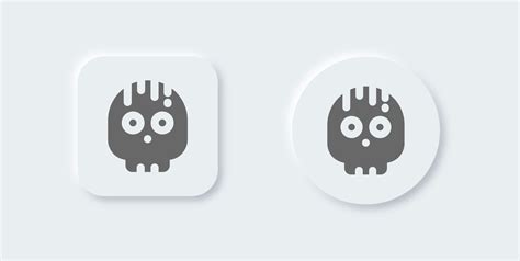 Skull Solid Icon In Neomorphic Design Style Skeleton Signs Vector