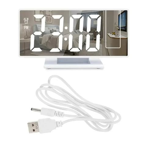 Регулируемые настольные цифровые зеркальные часы будильник Aliexpress