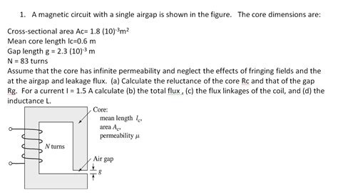 Solved 1 A Magnetic Circuit With A Single Airgap Is Shown