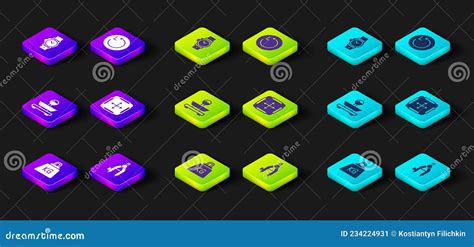 Set Scales Area Measurement Syringe Diameter Radius And Drawing Compass Icon Vector