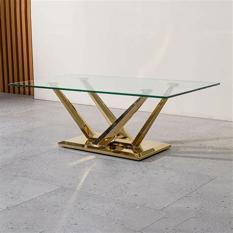 Nordic Style Rectangle Glass Metal Coffee Table Legs