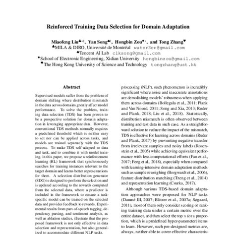 Reinforced Training Data Selection For Domain Adaptation Acl Anthology