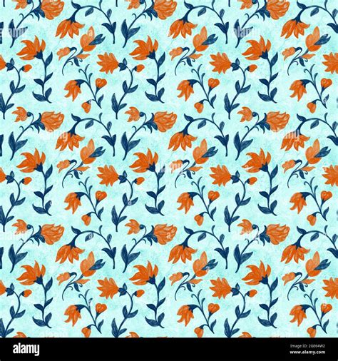 Seamless Handdrawn Floral Surface Pattern In Vivid Colors Repeating