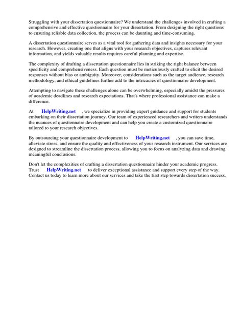 Dissertation Questionnaire Pdf Thesis Questionnaire