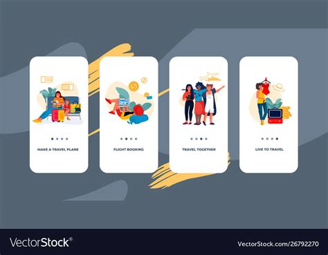 Travel Onboard Screen Mobile App Ui Mockup Vector Image