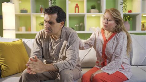 Worried And Sad Couple Depressed At Home Frustrated Longing
