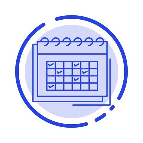 Calendar Business Date Event Planning Schedule Timetable Blue Dotted Line Line Icon Stock