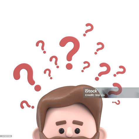 물음표가 있는 수염을 기른 미국 사업가 밥의 3d 그림3d 흰색 배경에 렌더링 가공의 인물에 대한 스톡 사진 및 기타 이미지 가공의 인물 개념 격리 Istock