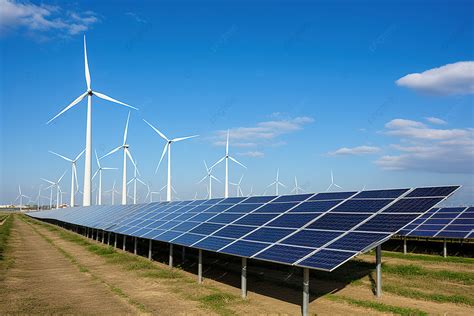 풍력 터빈 근처에 태양 전지 패널이 있는 들판 높은 해상도 대체 에너지 사람이 없다 배경 일러스트 및 사진 무료 다운로드 Pngtree