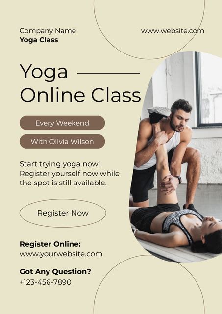 Yoga Classes Ad Layout With Photo Online Poster A2 Template Vistacreate