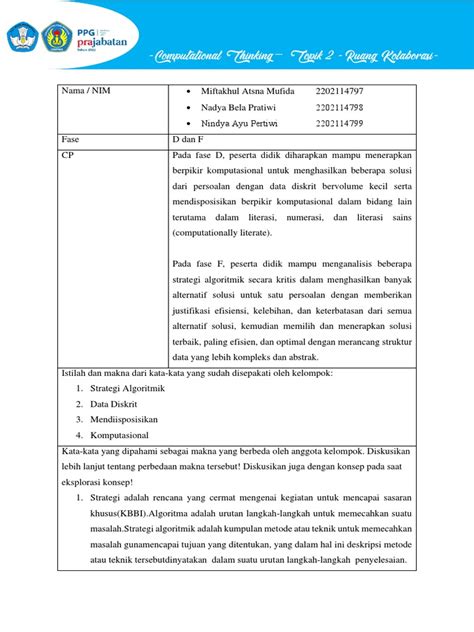 Topik 2 Ruang Kolaborasi Computatioal Thinking Pdf