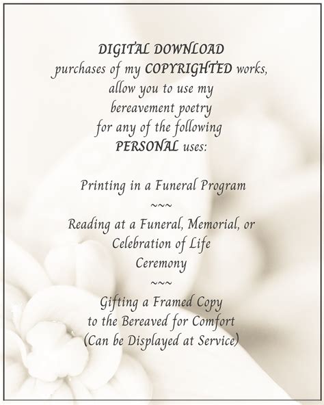 Memorial Poems Celebration Of Life Memorial Prayer Poem About Forget