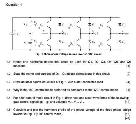 Solved Texts Question 1 Fig 1 Three Phase Voltage Source Inverter Vsi Circuit 1 1 Name One