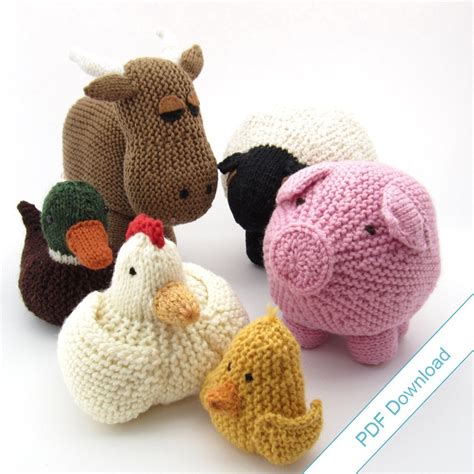 Knitting Patterns Ebook Farm Animal Toys Around The Barnyard Etsy