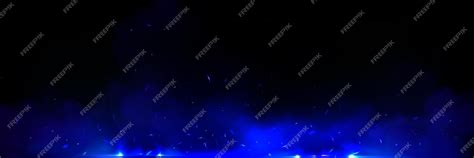 스파크 엠버 불꽃과 연기 현실적인 배경을 가진 파란 불 오버레이 비행 빛 얼음 에너지 입자 네온 탄 증기 질감 공기 파노라마 벡터 주술에서 차가운 가루의 3d 반짝임 무료 벡터