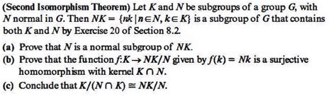 Solved Second Isomorphism Theorem Let K And N Be Subgroups