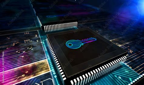 Processor Factory Laser Burning Of Cyber Security Key Symbol
