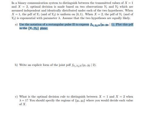 In A Binary Communication System To Distinguish