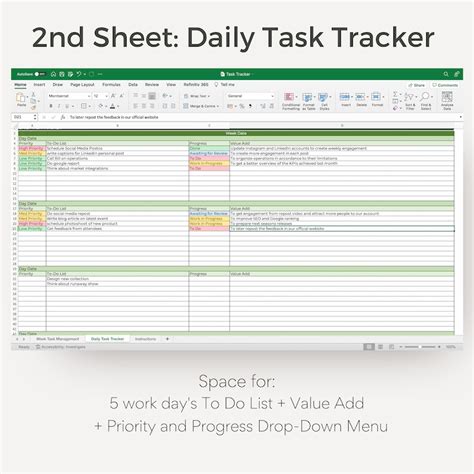 Excel Task Tracker And Planner To Do List Corporate And Personal Task Tracker Weekly And