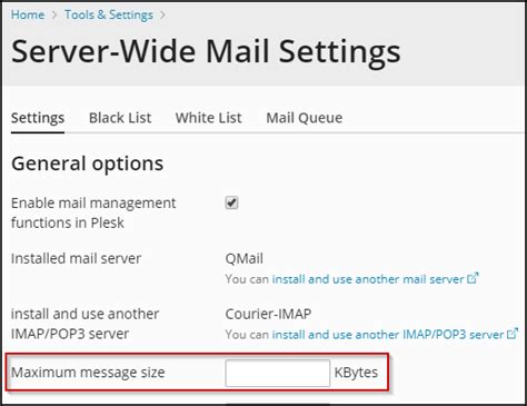 Is It Possible To Set Different Message Size Limit For Outgoing And