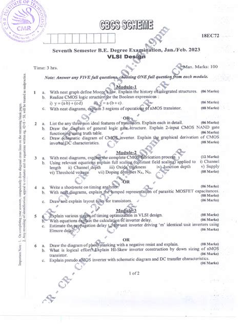 vtu question paper of 18ec72 vlsi design jan feb 2023 pdf