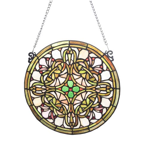 Tiffany Glass Panel Ø 30 Cm Green Glass Round Glass Art