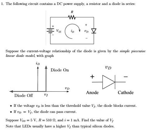 SOLVED The Following Circuit Contains A DC Power Supply A Resistor And A Diode In Series R W