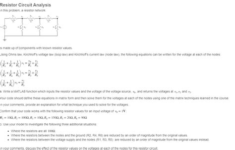 Solved Resistor Circuit Analysis In This Problem A Resistor Chegg