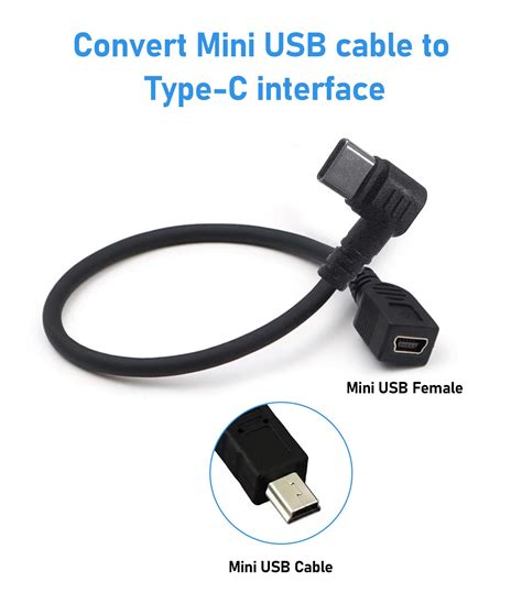 Snapklik Com Plozoe Mini USB Female To Type C Male Cable USB C Male To Mini USB Female Adapter