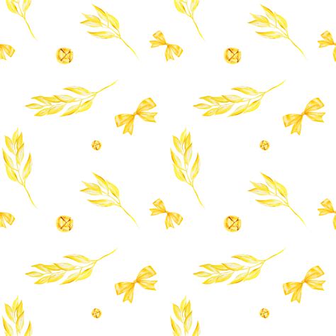 Dourado Tinir Sinos Nós De Laço Galhos Aguarela Mão Desenhado Desatado Padronizar Com Natal