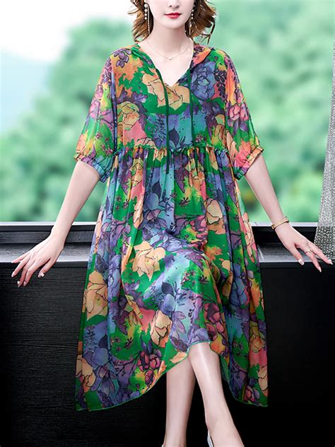 여성 Boho 보라색 실크 느슨한 허리 미디 드레스 여름 패션 우아한 캐주얼 파티 Vestidos 2023 한국어 빈티지