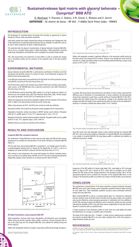 Pdf Sustained Release Lipid Matrix With Glyceryl Behenate Compritol