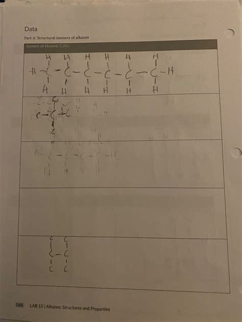 Data Part A Structural Isomers Of Alkanes 168 Lab 15 Alkanes Structures And Properties