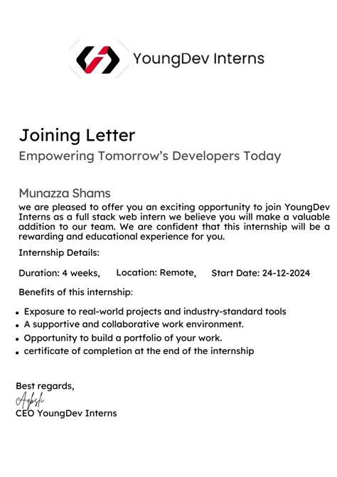Munazza Shams On Linkedin Internship Newbeginnings Youngdev 14 Comments