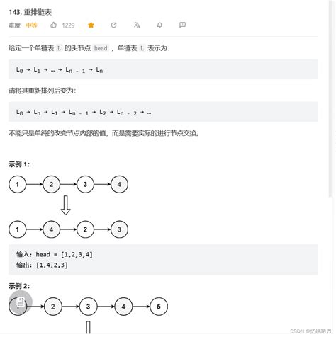 leetCode 重排链表寻找链表中点 链表逆序 合并链表 CSDN博客