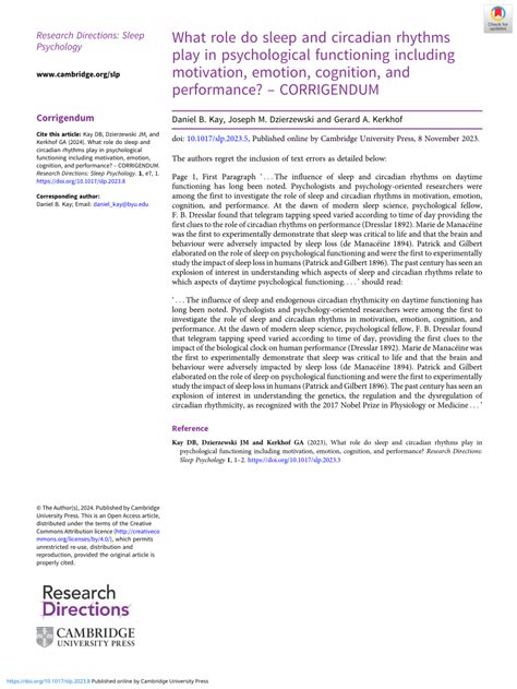 Pdf What Role Do Sleep And Circadian Rhythms Play In Psychological Functioning Including