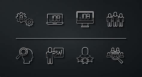 장비를 착용한 인간 검색 작업을 위한 돋보기 프로젝트 팀 기반 생산적인 인간 경영진의 리더 검색 및 아이콘을 설정합니다 벡터 개념에 대한 스톡 벡터 아트 및 기타 이미지