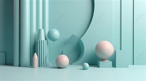 매혹적인 3d 렌더링 파란색 벽을 배경으로 한 미니멀리스트 파스텔 기하학적 장면 리스 배경 푸른 벽 배경 미니멀 배경