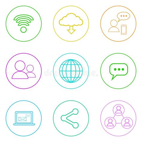 Internet Web Communication Thin Line Simple Icons Stock Vector Illustration Of Minimal Light